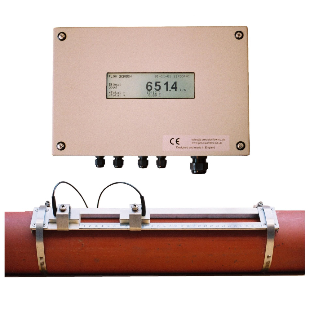 fixed clamp on transit time ultrasonic flow meter precision flow 190F